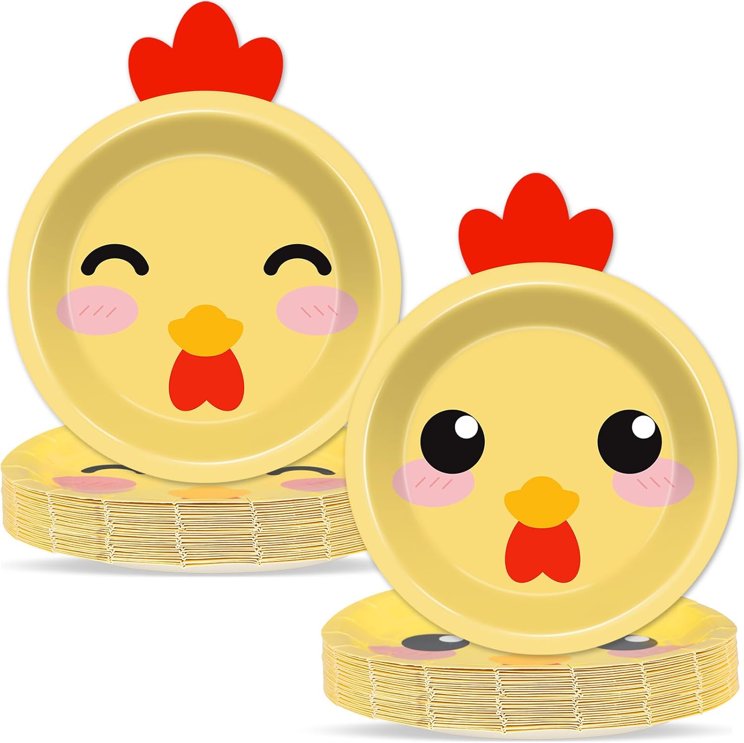 Amazon.com: 50 Count Chicken Paper Plates Chicken Shaped Disposable ...