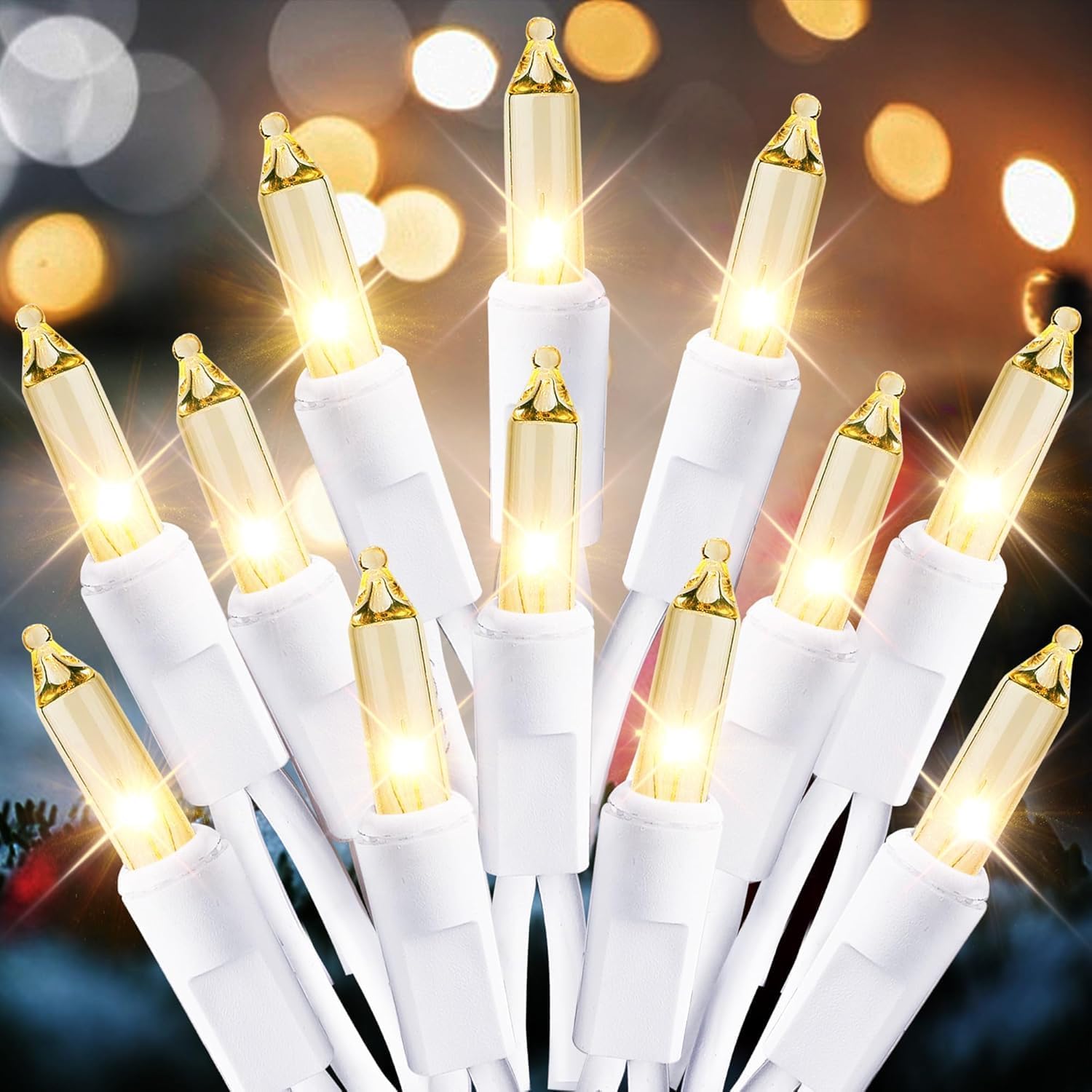 Amazon.com: Meteds Christmas Lights 50 Count Clear Mini Lights White ...