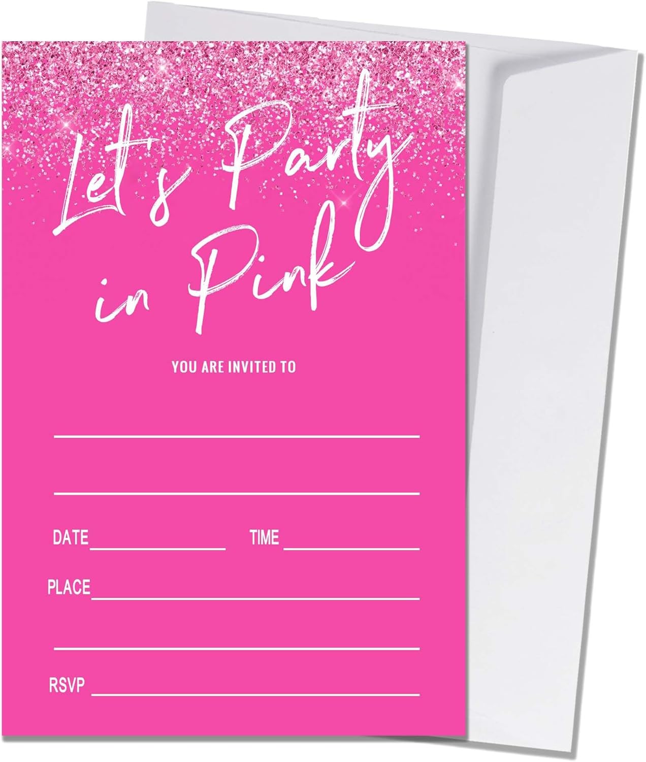 Amazon.com : Wybgno Lets Party in Pink Birthday Invitation Birthday ...