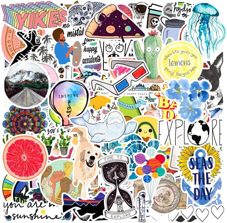 Funny Aesthetic Stickers, 100Pcs VSCO Cute Stickers Packs, Colorful ...