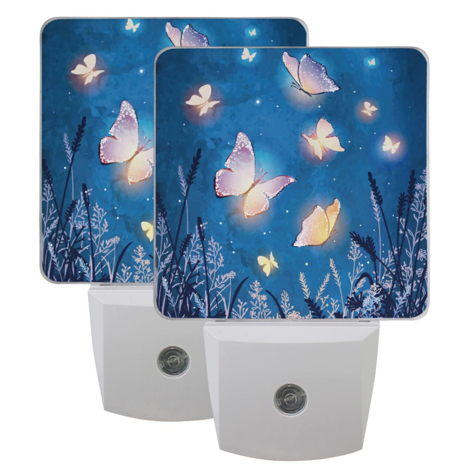Magical Butterfly Night Light Set of 2 Glowing Butterflies Stars Plug ...