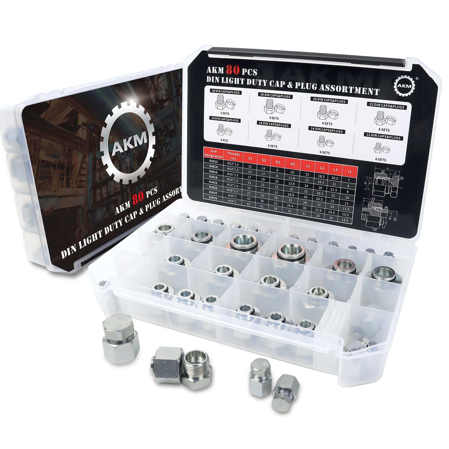 Snapklik.com : AKM 80 Pcs DIN Light Duty Cap & Plug Assortment ...