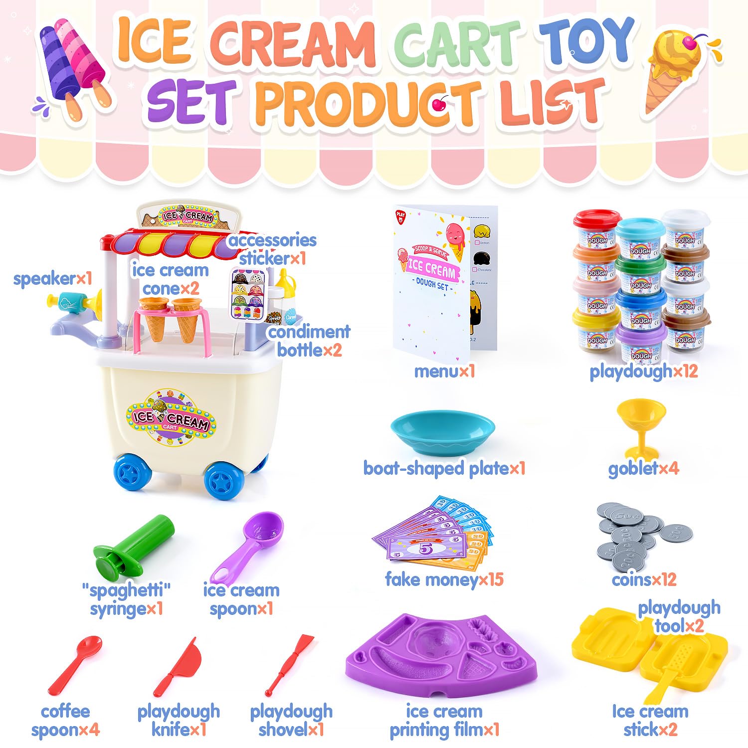 Snapklik.com : PLAY Ice Cream Cart Toys For Kids - Playdough Ice Cream ...
