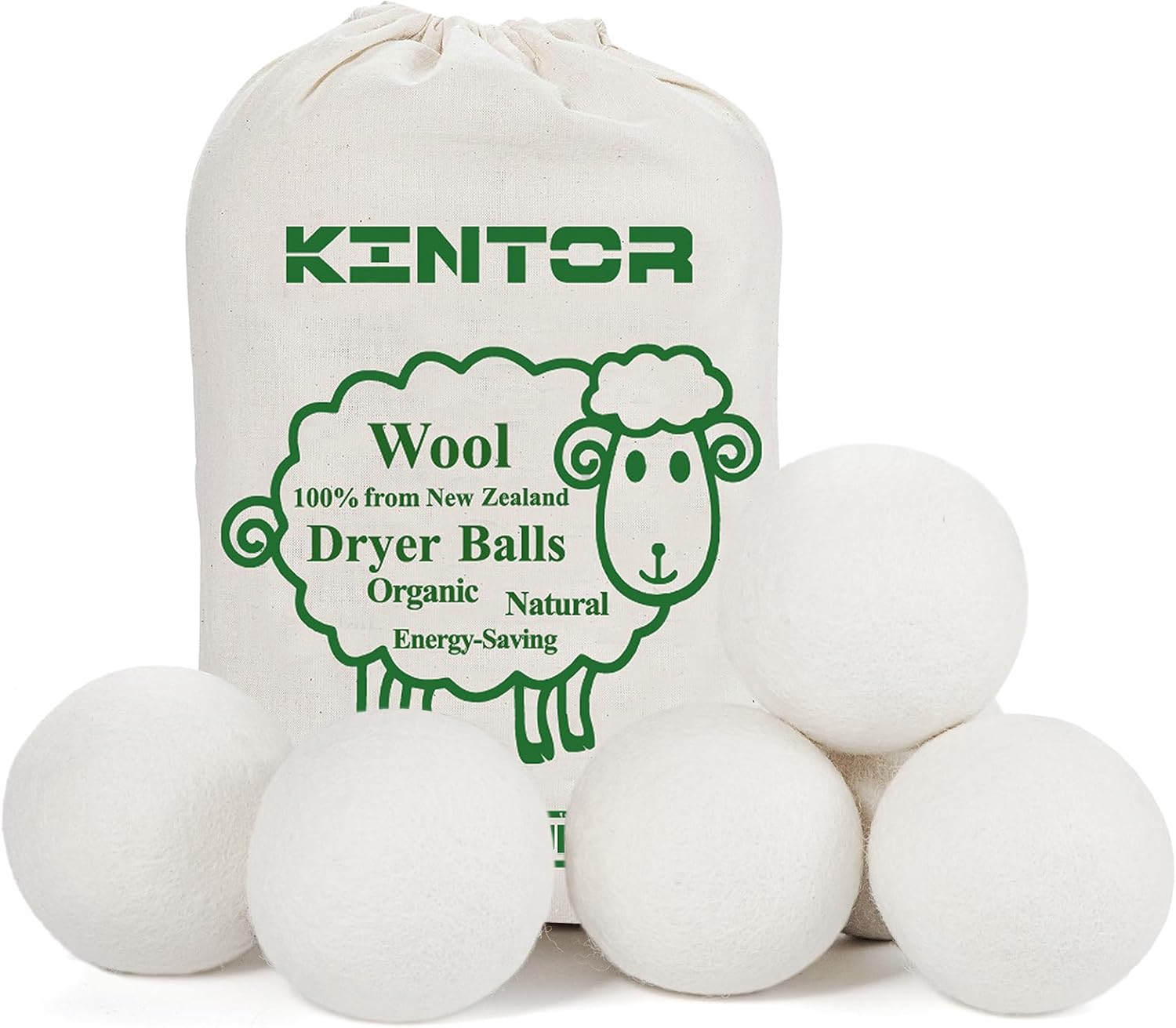 Amazon.com: KINTOR XL Wool Dryer Balls 6-Pack, 100% New Zealand Wool ...