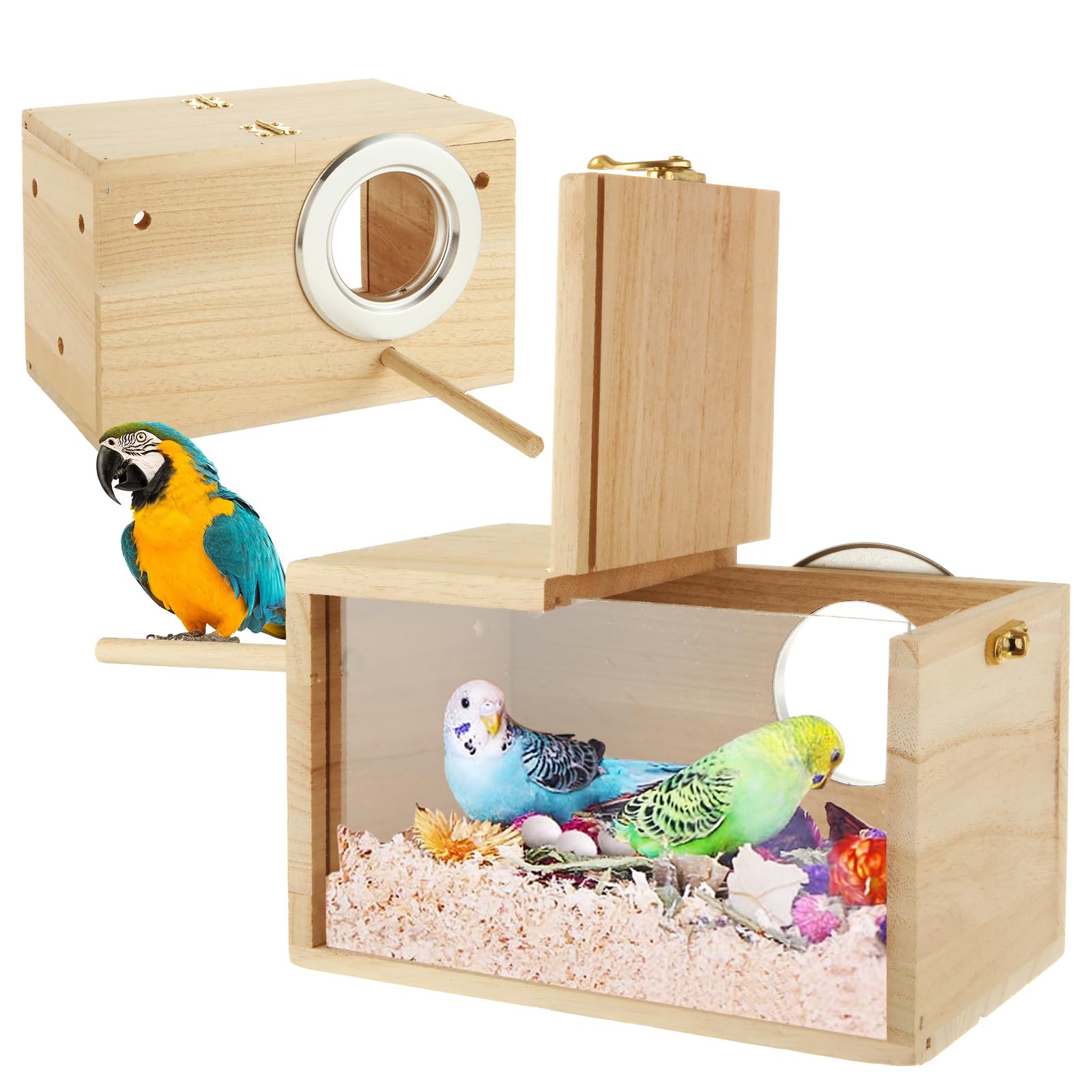 Snapklik.com : QTLCOHD 2 Pack Parakeet Nesting Box, Natural Wood ...