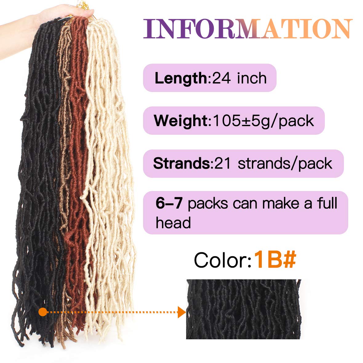 Buy ZRQ 24 Inch Faux Locs Crochet Hair Long Goddess Locs Crochet Braids ...