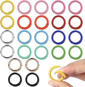 Kayqbonke Pack of 24 Carabiner Round, 24 mm Ring Carabiner Ring Spring ...