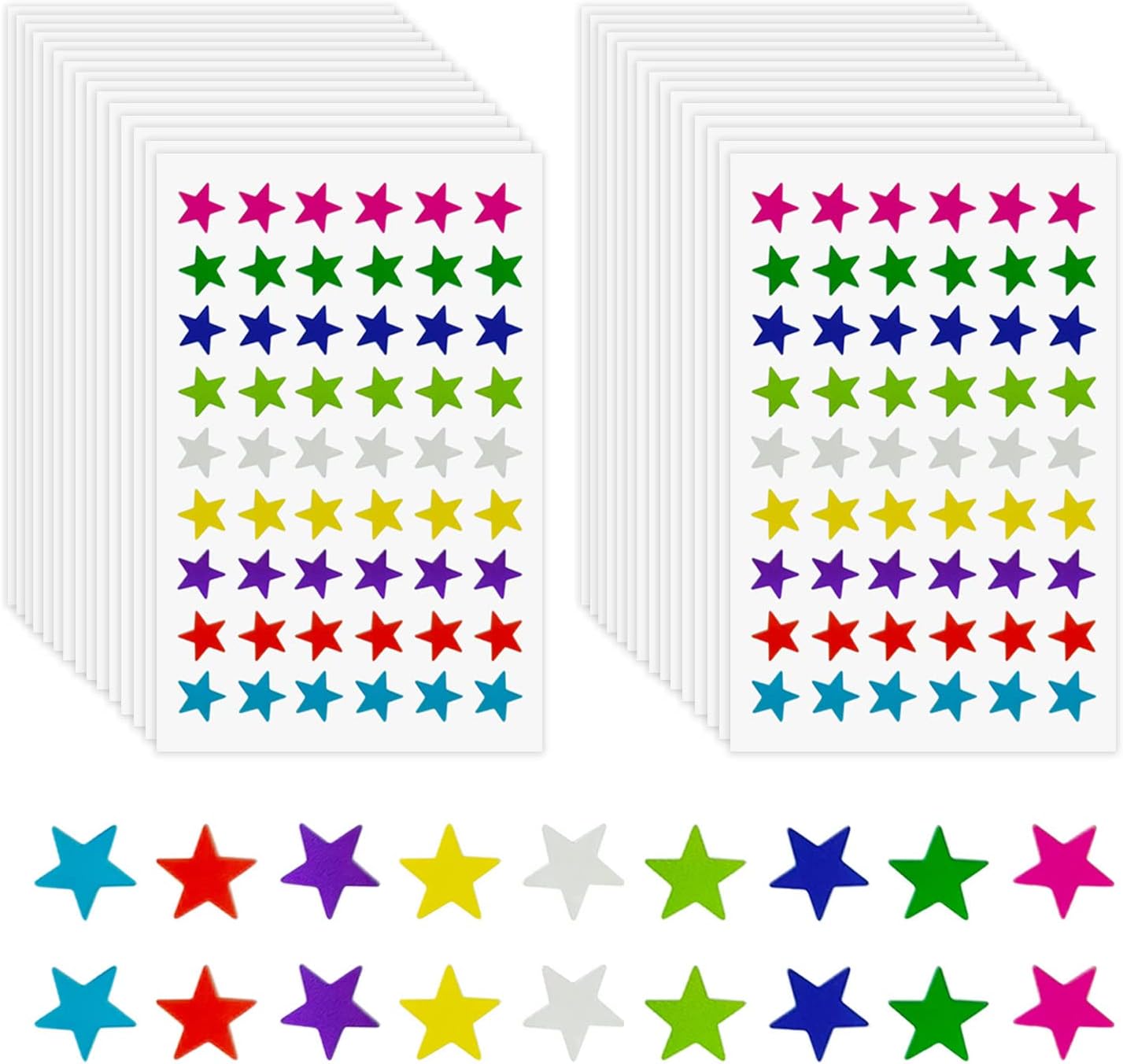 1000 Foil Star Reward Chart Stickers - 15mm Multi Coloured Planner ...