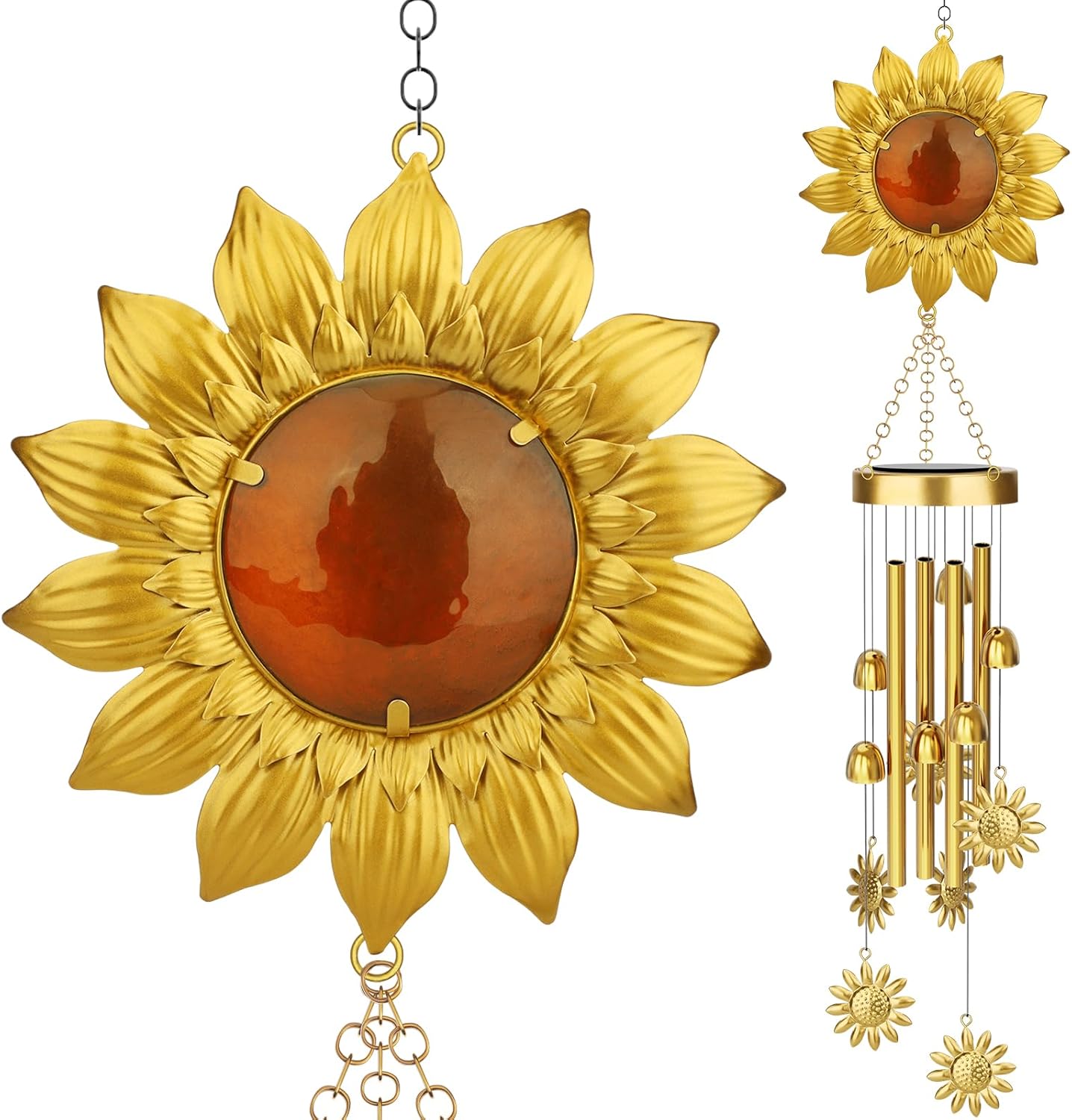 Amazon.com : JYPS Solar Wind Chimes for Outside Sunflower WindChimes Outdoor Clearance Deep Tone ...