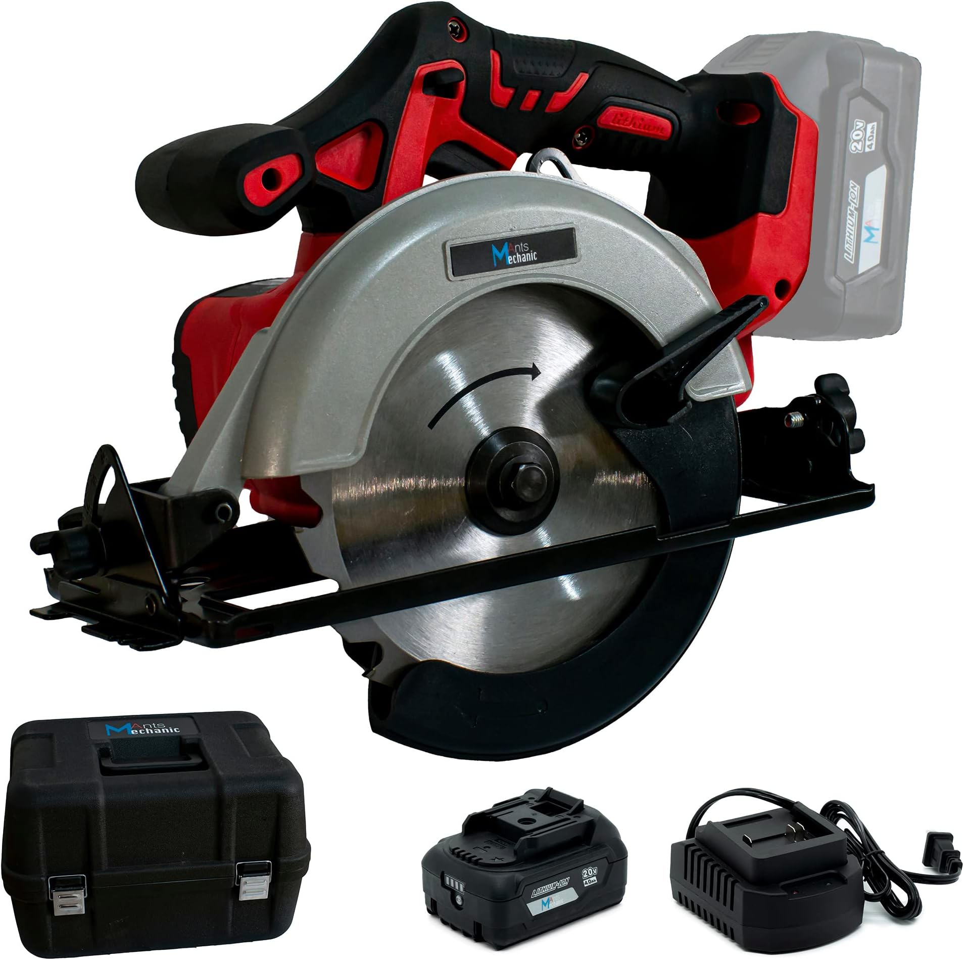 MechanicAnts 20V 6-1/2 Inch Cordless Circular Saw with 4.0Ah Battery ...