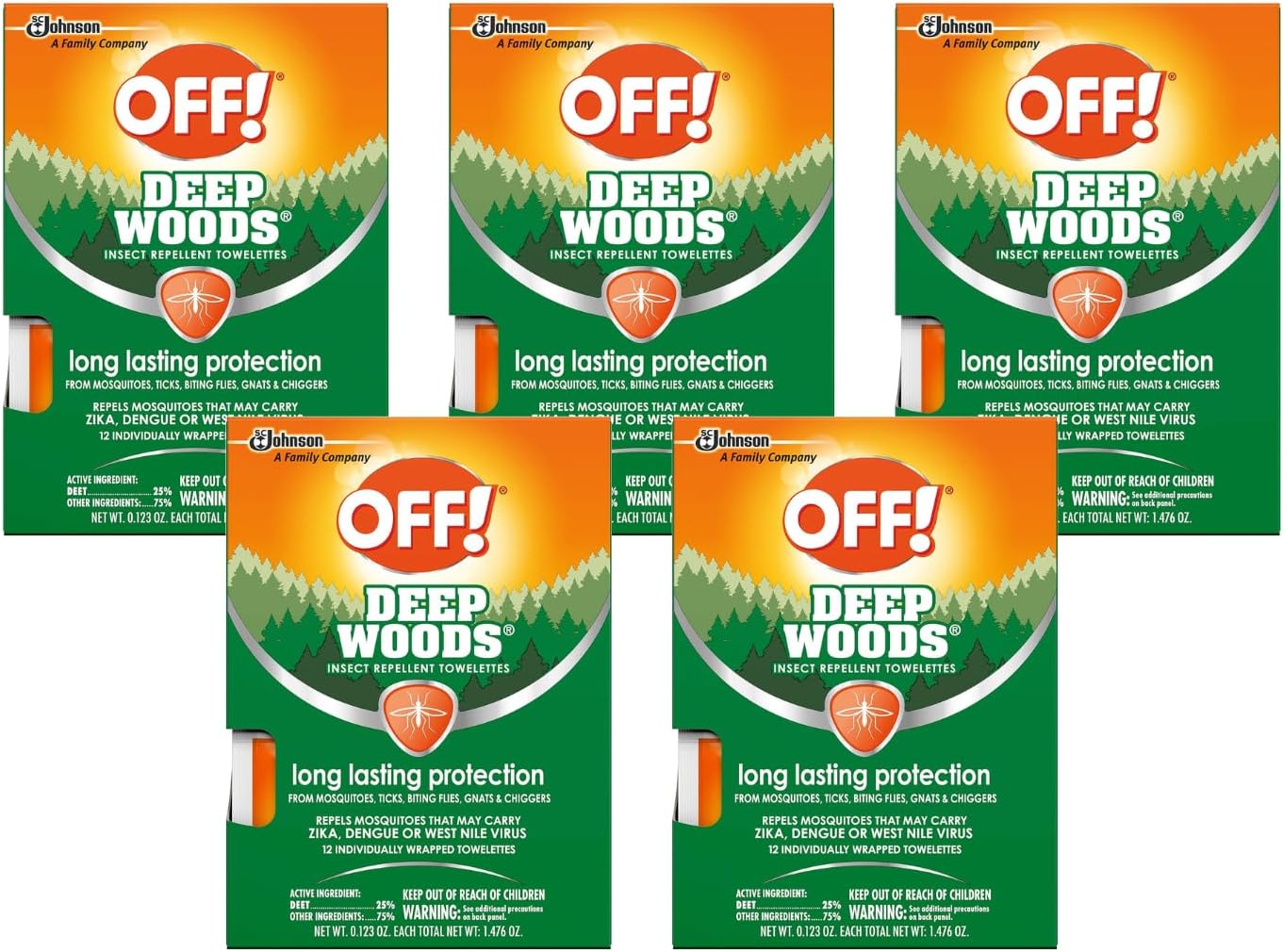 Amazon.com: OFF! Deep Woods Insect Towelettes 12 Count (Pack of 5 ...
