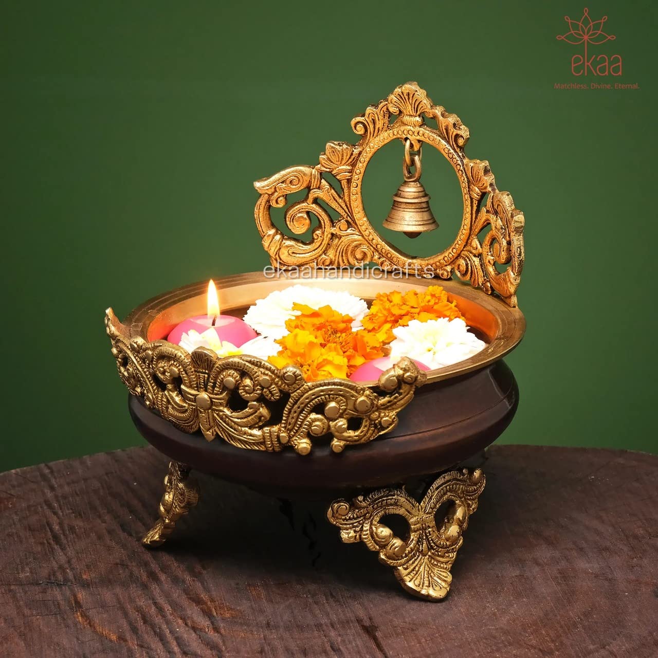 Buy EKAA HANDICRAFTS Brass Ethnic Design Urli with Bell for Floating ...
