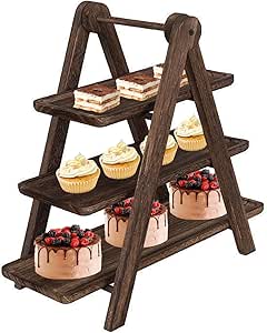 Amazon.com: Huipla Wood 3 Tier Serving Tray Three Tiered Cupcake Stand ...