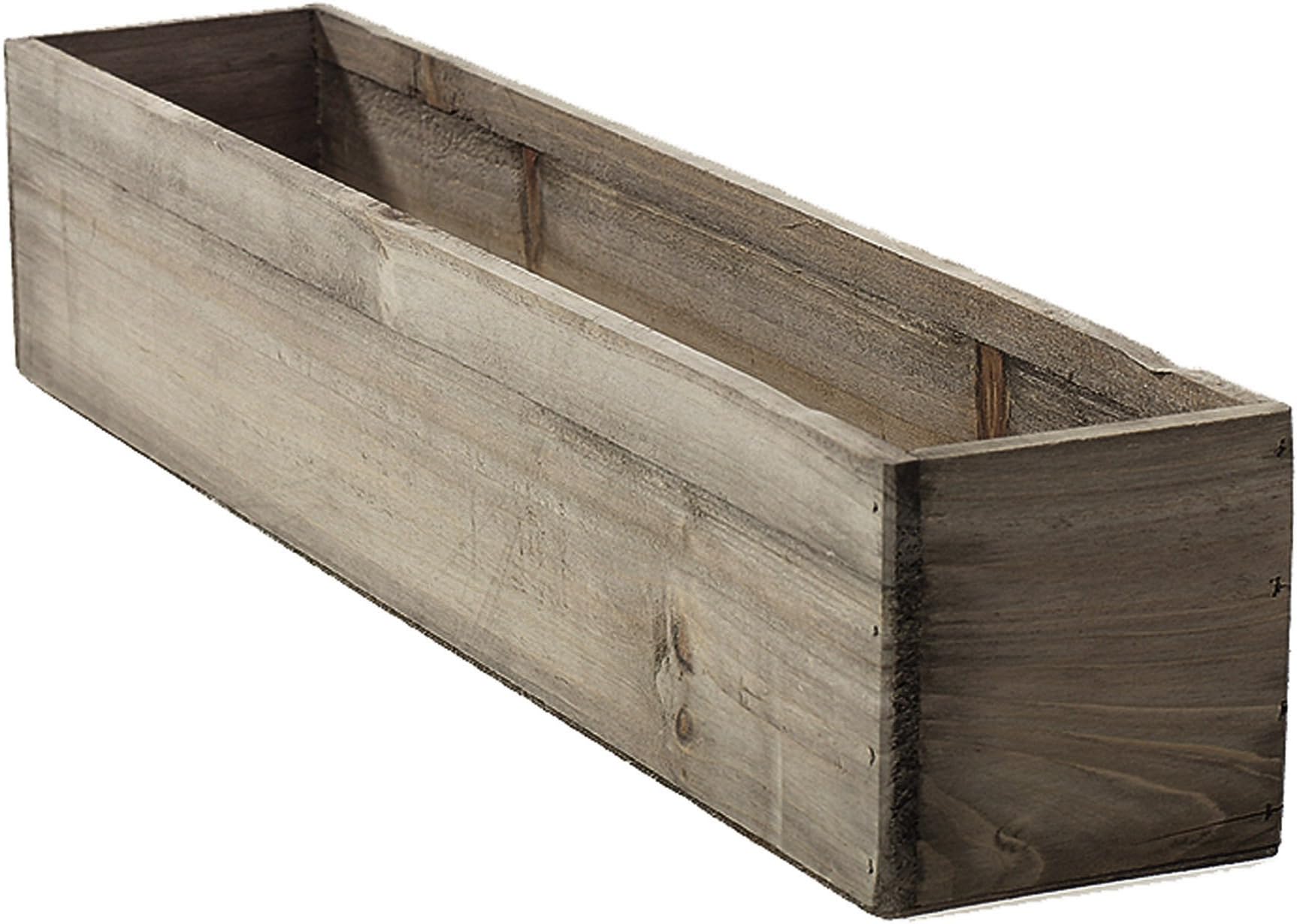 Amazon.com : 20" Rectangular Rustic Wood Planter with Plastic Liner ...