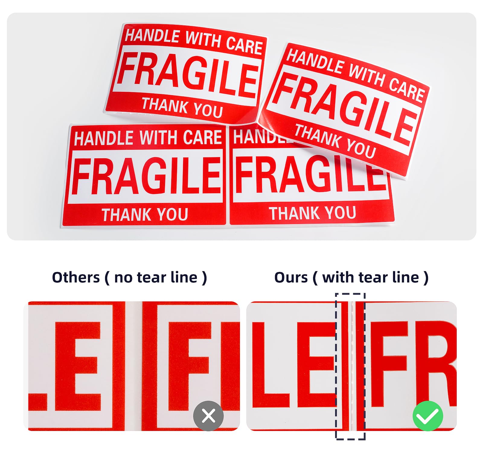 Snapklik.com : 4 X 6 Inch Fragile Stickers Handle