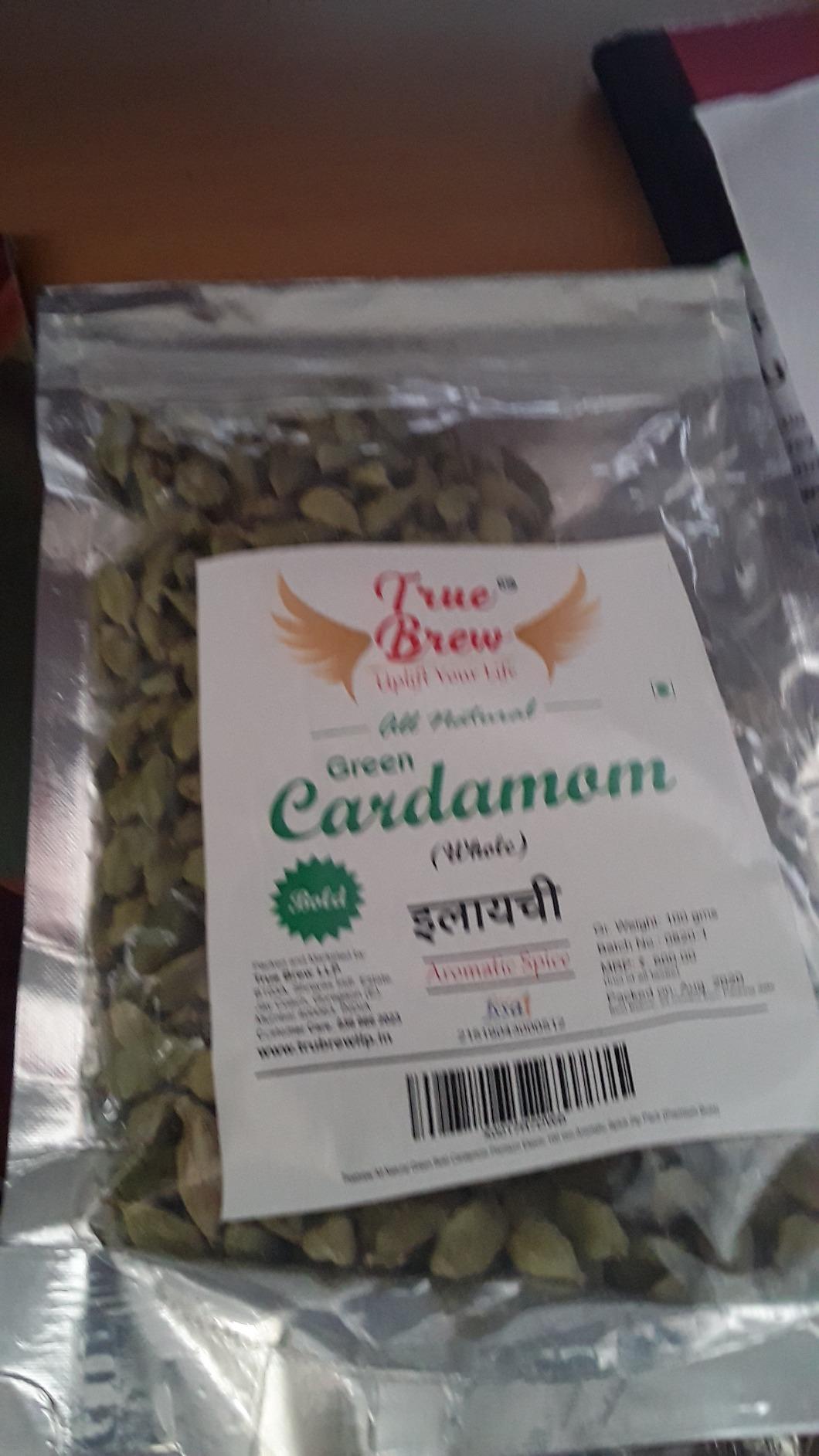 Truebrew All Natural Green Bold Cardamom 100 gm Aromatic Spice Zip Pack ...