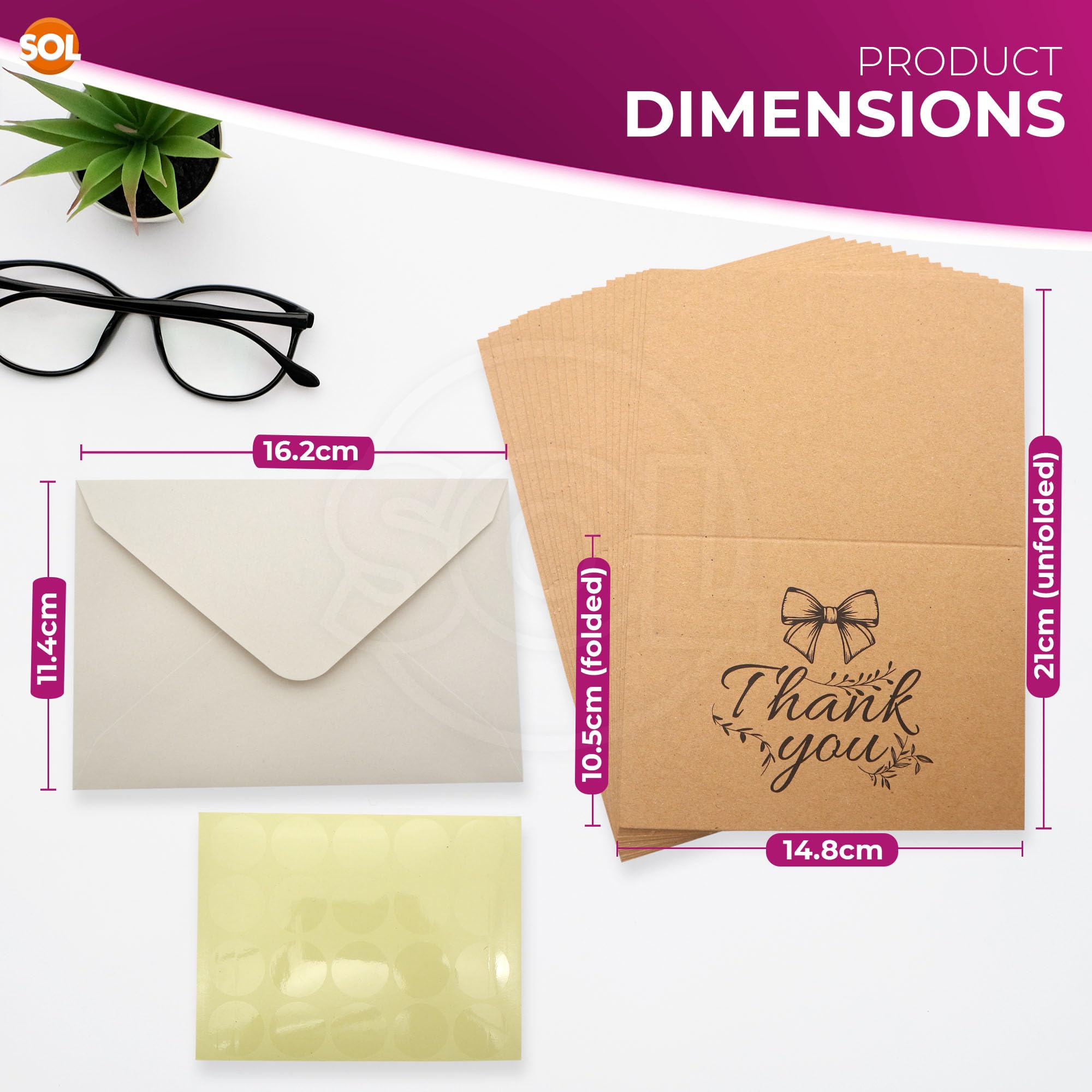 72x Small Thank You Cards Multipack with 72x Envelopes & 72x Clear ...