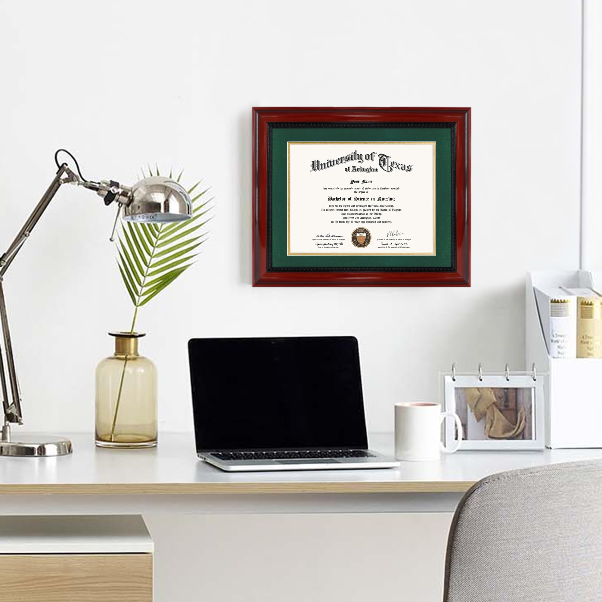 GMFrames 8.5x11 Diploma Degree Frame with Green Mat or Display 11x14 ...