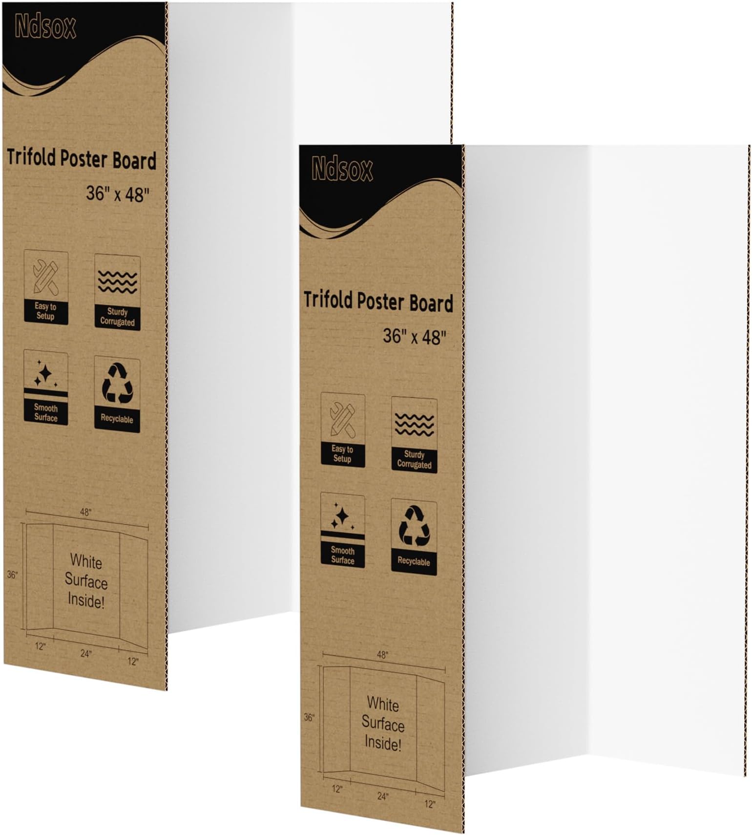 Amazon.com : Ndsox 2 Pack 36" x 48" White Trifold Poster Board Large ...