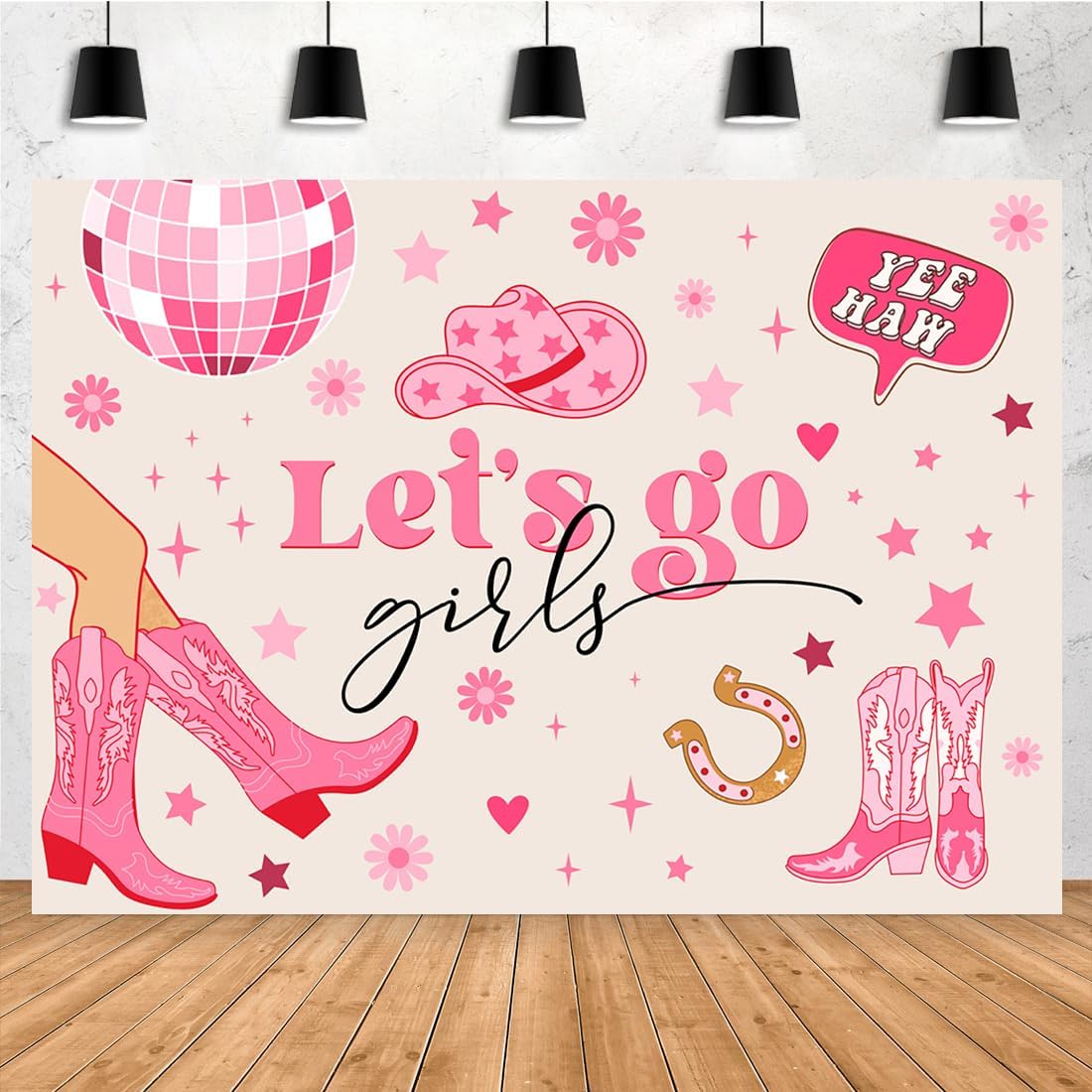 Amazon.com : Aperturee 7x5ft Let's Go Girls Backdrop Cowgirl Birthday ...