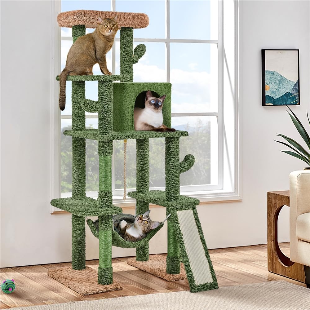 Snapklik.com : Yaheetech Cactus Cat Tree, 63 H Multi-Level Cat Tower ...