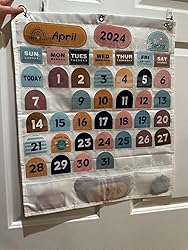 Amazon.com: POSLIUE Boho Calendar Pocket Chart with 90 Cards, Pocket ...
