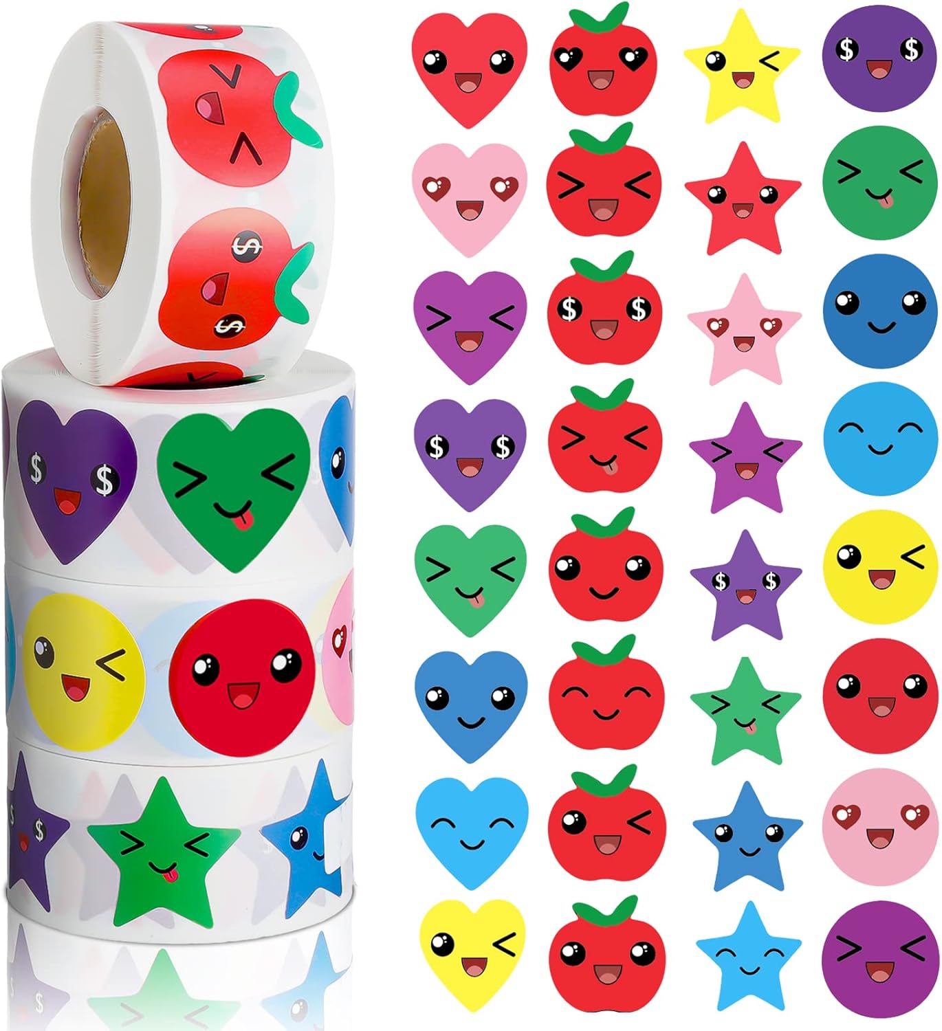 Amazon.com: 2000 Pieces Mini Happy Smile Face Apple Love Heart Star ...