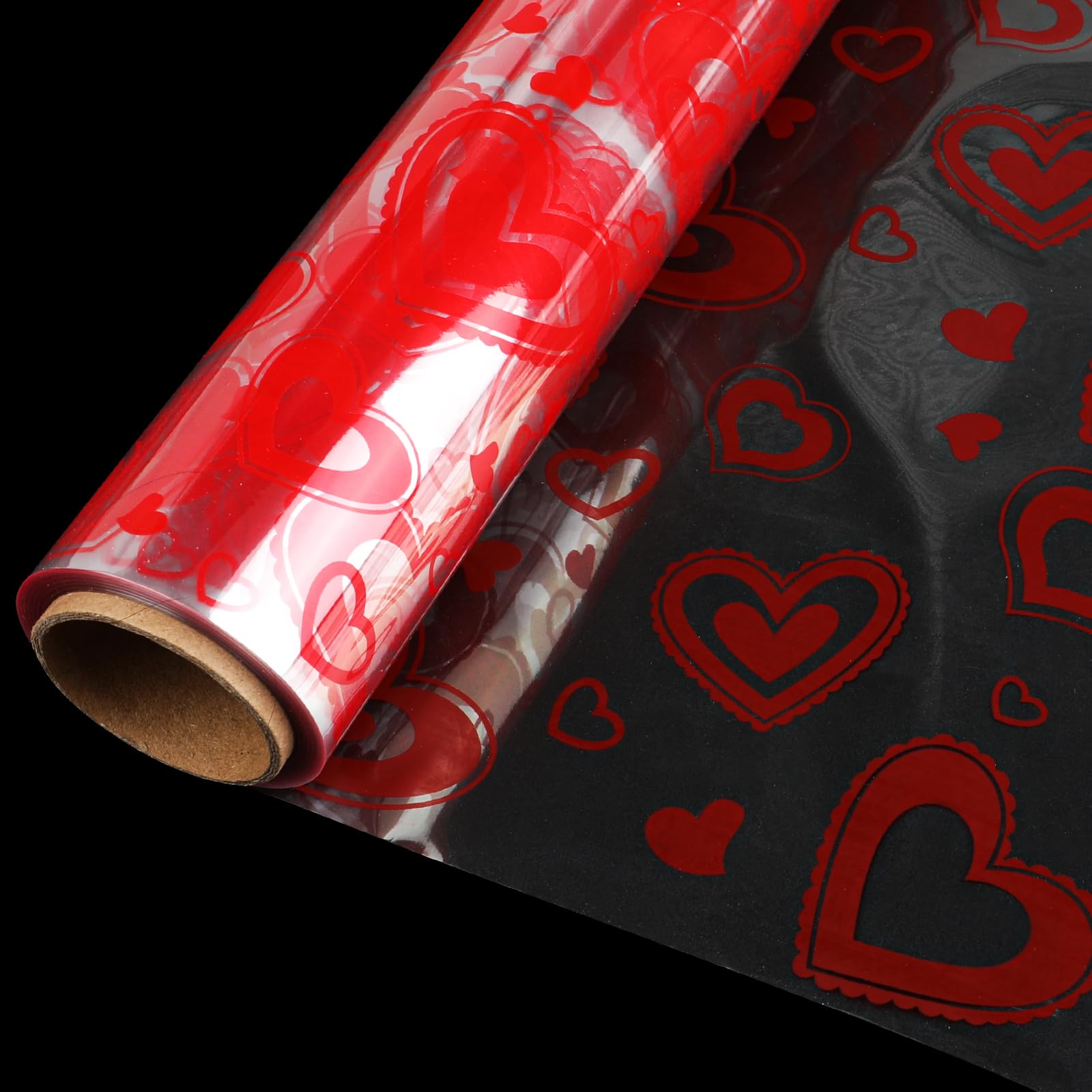 Amazon.com: DERAYEE Valentine Heart Cellophane Wrap Roll, 100 ft x 16 ...