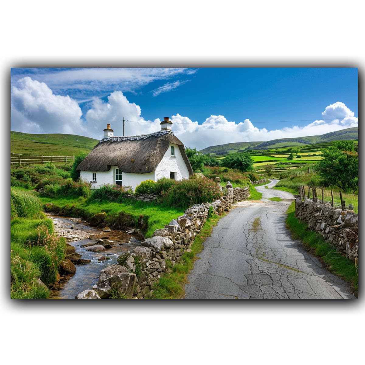 Beautiful Irish Landscape With Cottages 160+ Log Cabins Ireland Stock