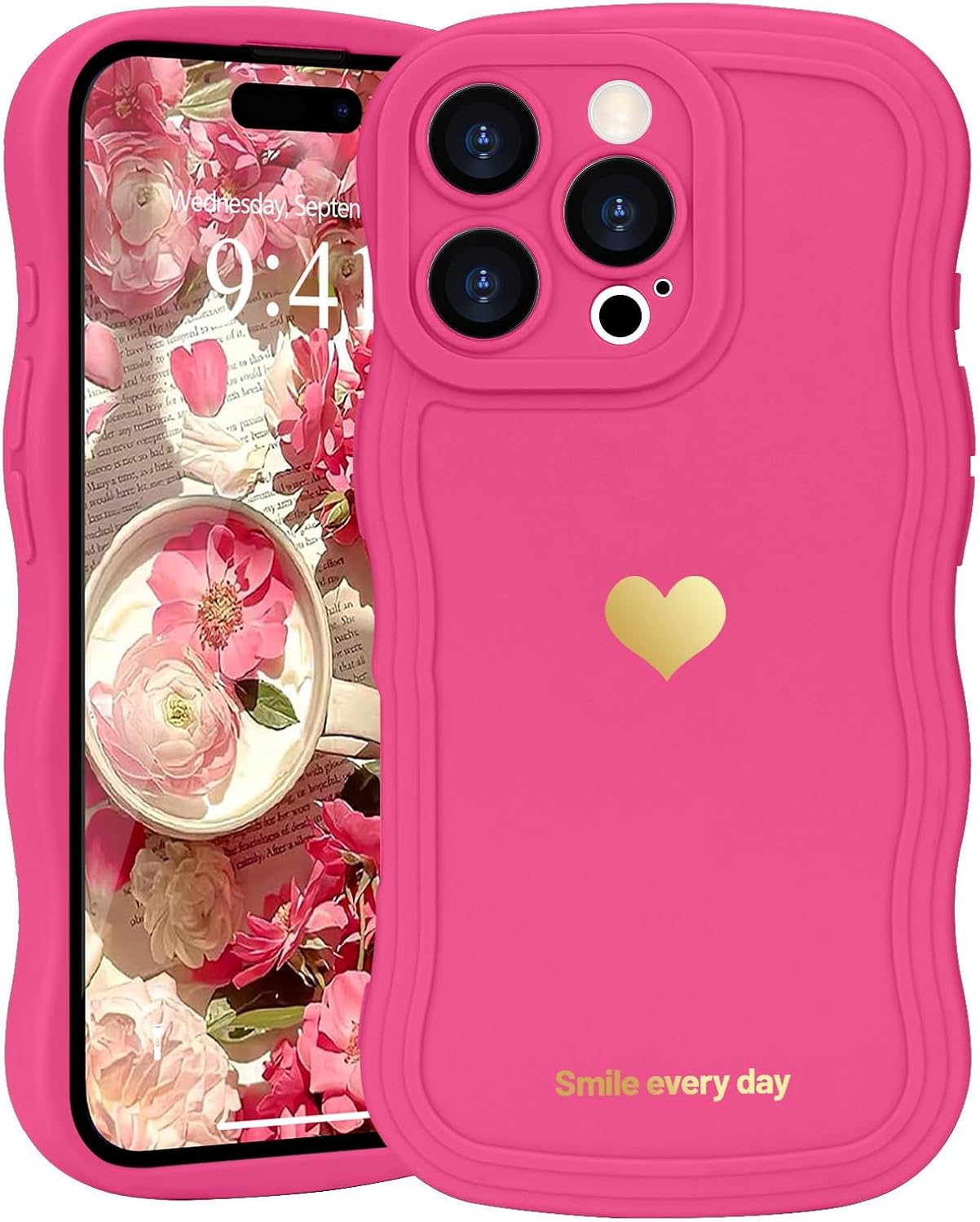 Amazon.com: LAPOPNUT for iPhone 16 Pro Case Cute Heart Simple Wave ...