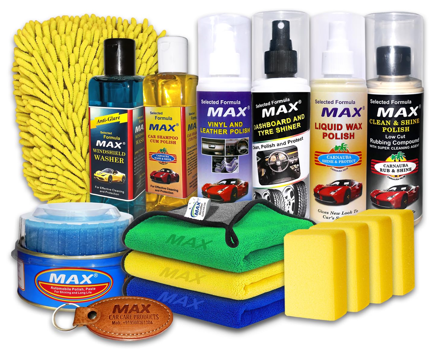 MAX Premium Car Care Kit - EXTREME (6 Pc of 200 ML, 3 Pc Microfiber ...