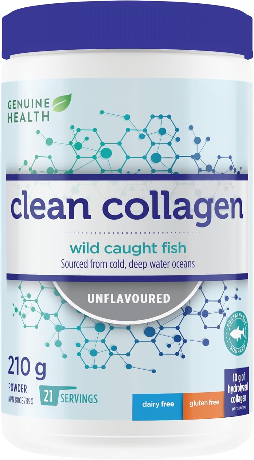 Genuine Health Marine Clean Collagen Powder, 21 servings, 210g tub, 10g ...