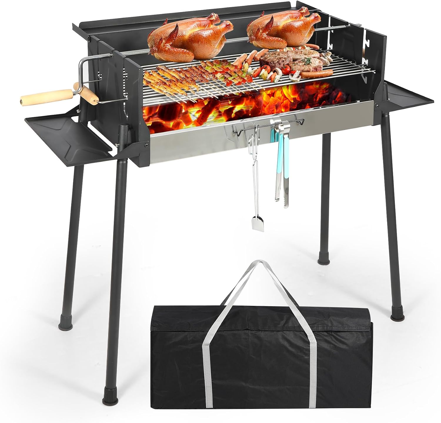 Amazon.com: Lineslife Portable Charcoal Grill Outdoor Camping Cooking ...