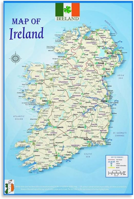 Amazon.com: TDX Ireland Map A2 Laminated Geographical Physical ...