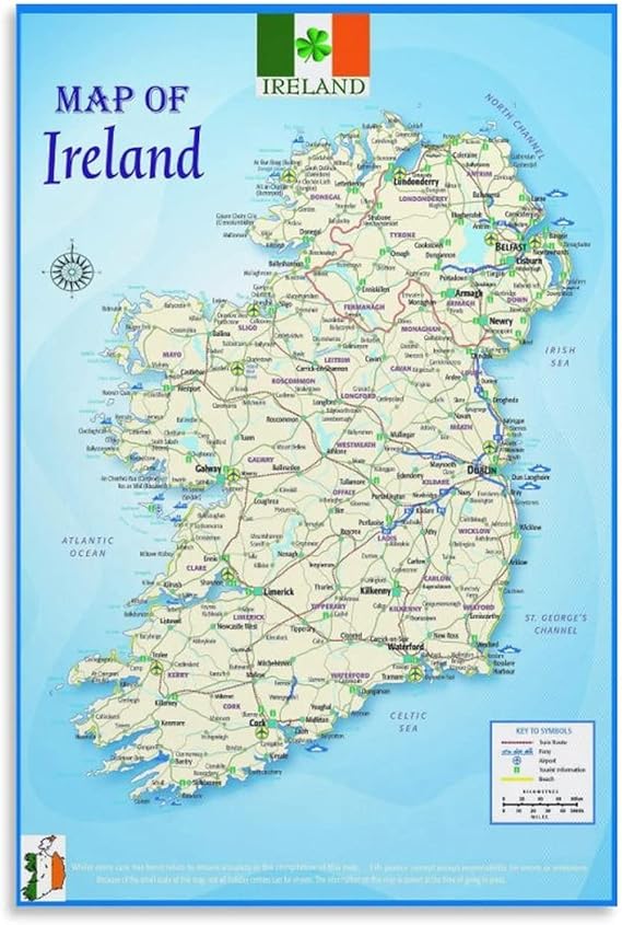 Amazon.com: TDX Ireland Map A2 Laminated Geographical Physical ...