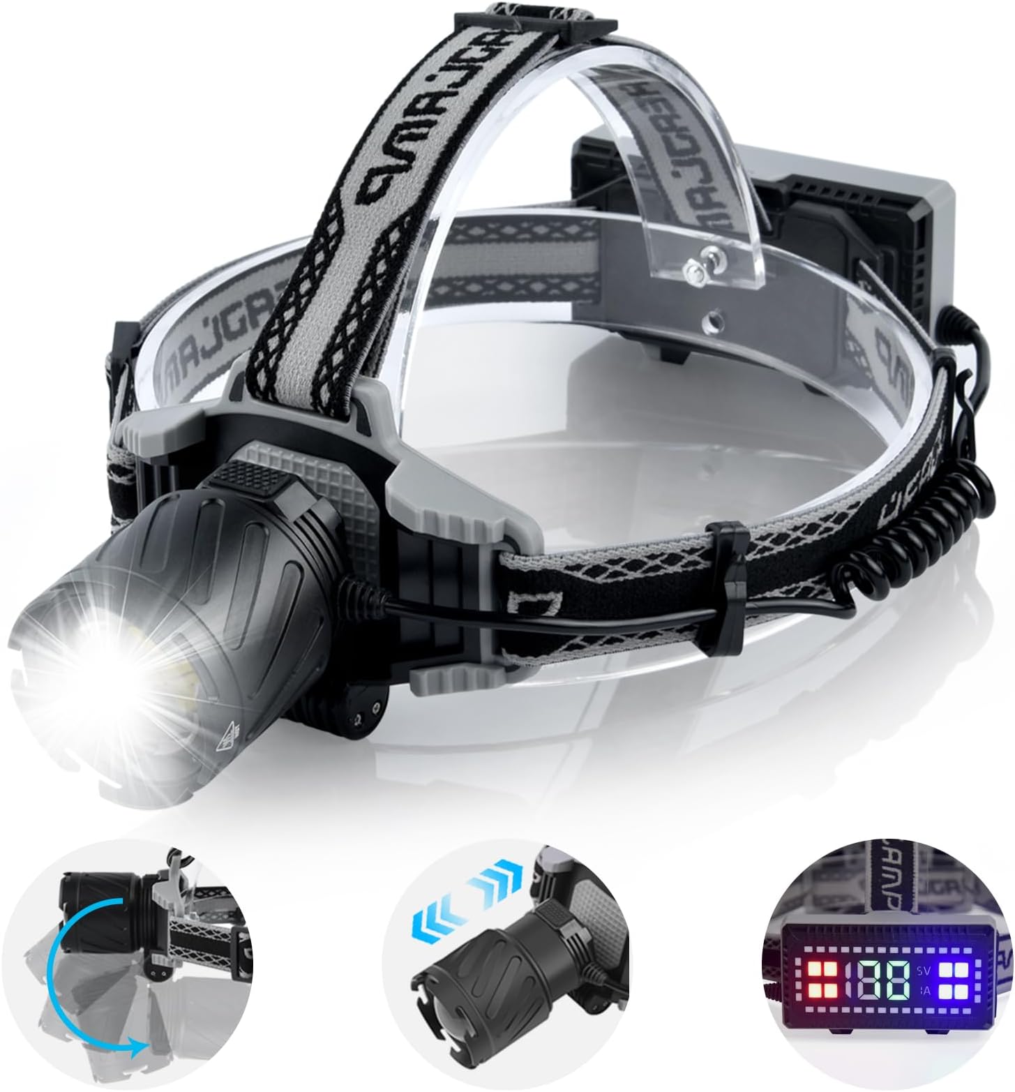 Amazon.com: Led Headlamp Rechargeable,6000 Lumens Super Bright Head ...