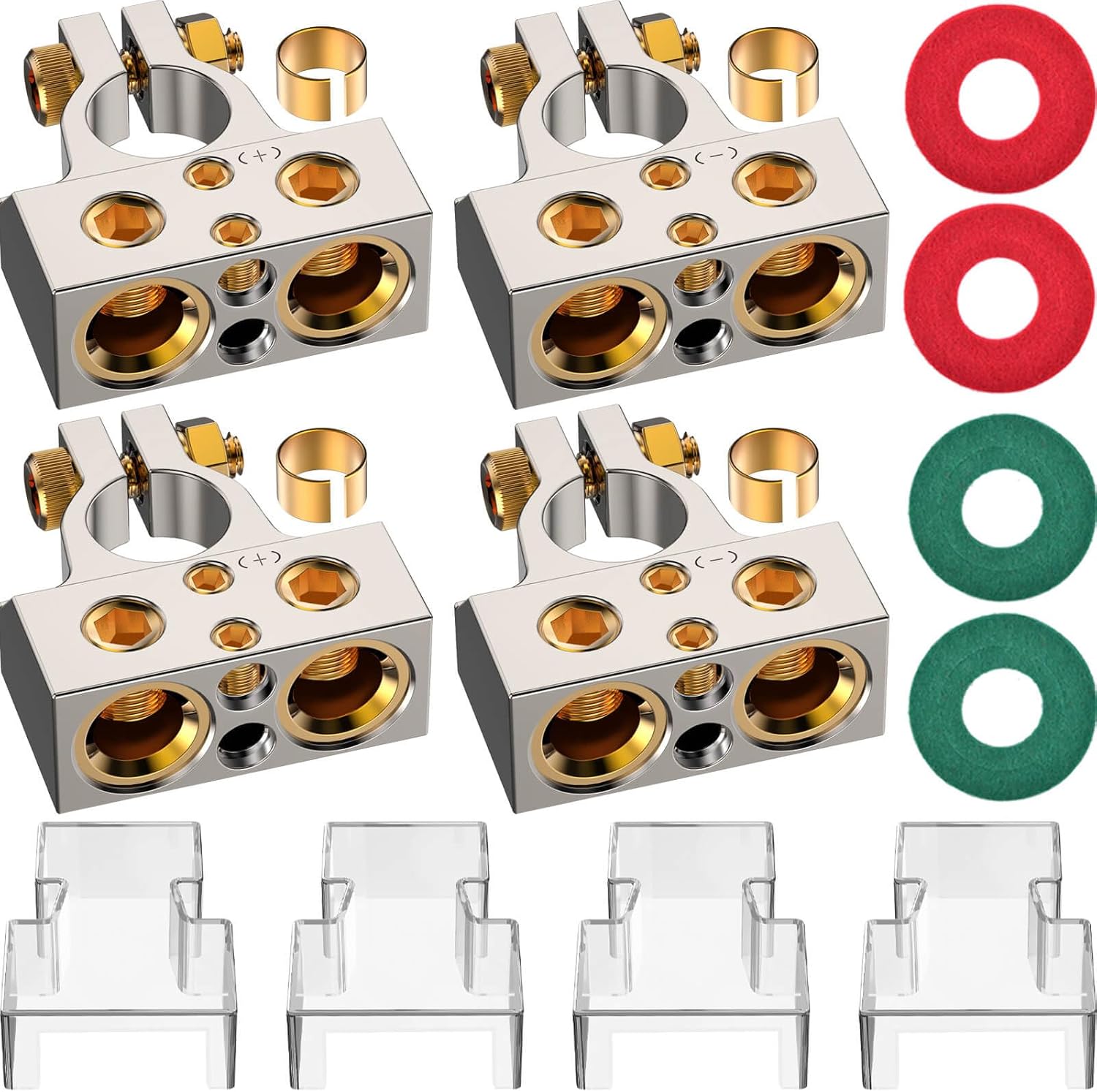 SUNMORN 4 Pieces Battery Terminals, 0/2/4/6/8 AWG Inputs, Battery ...