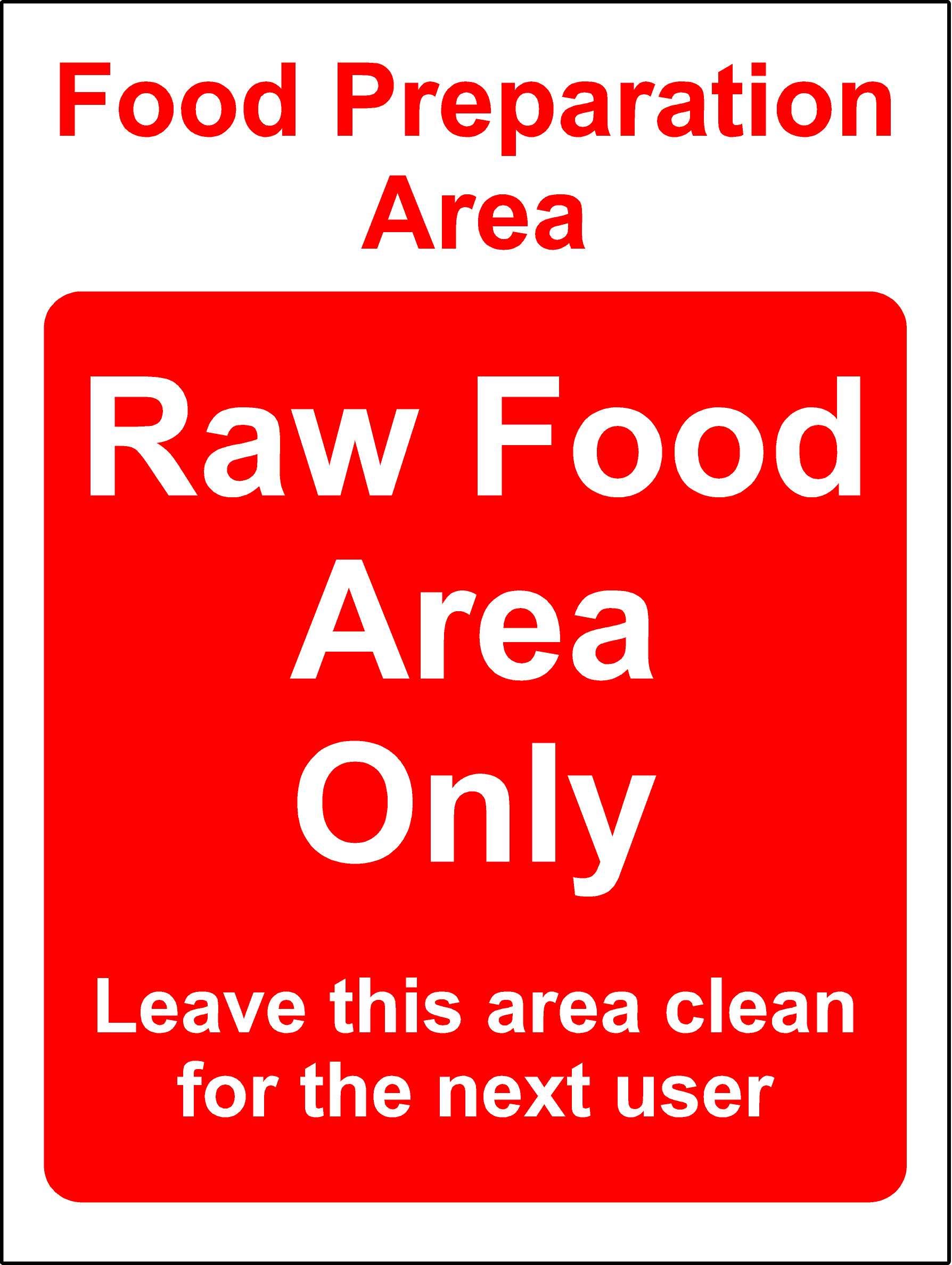 Food preparation area Raw food only leave this area clean Kitchen ...