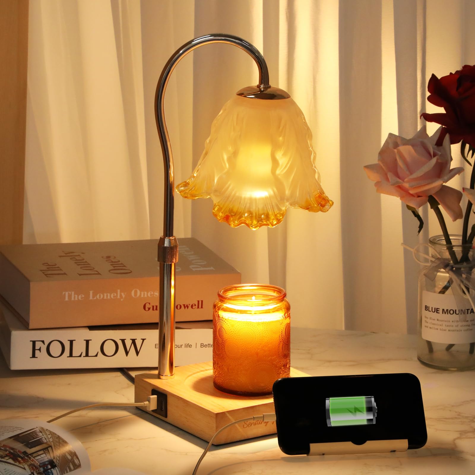 Amazon.com: Candle Warmer Lamp USB Charging Ports Light Lamp with 2 ...