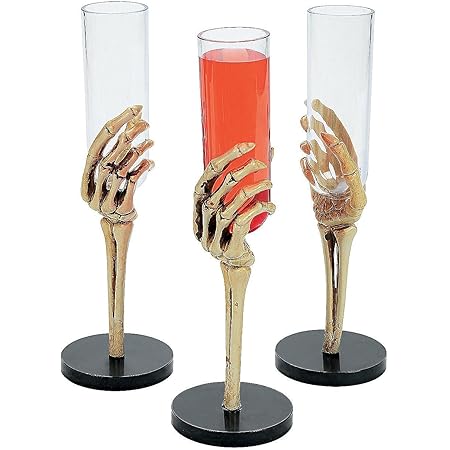 Amazon.com | Halloween Skeleton Hand Plastic Goblets - Champagne Flutes ...