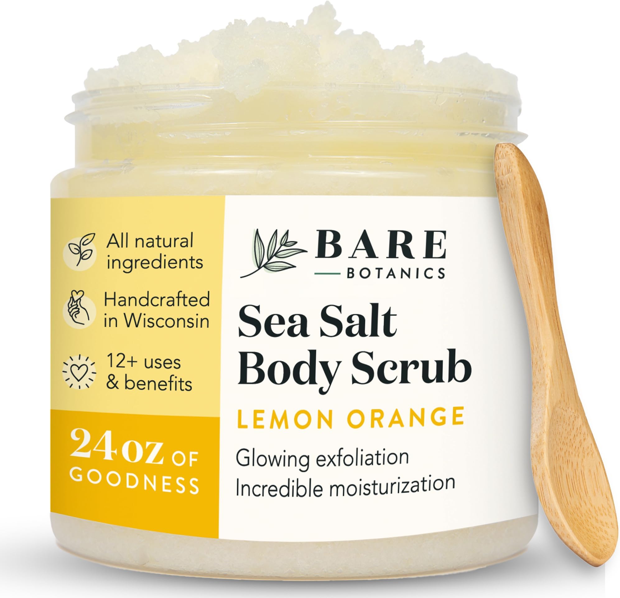 Amazon.com : Bare Botanics Lemon Orange Body Scrub 24oz | Made in ...