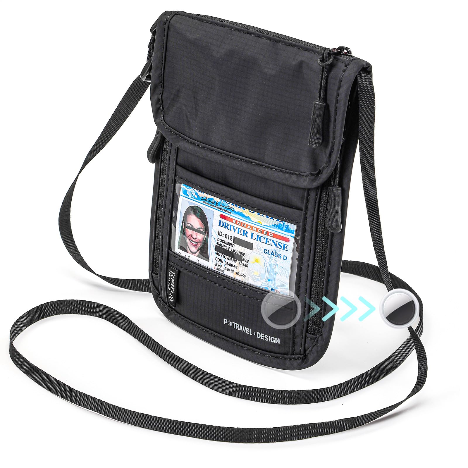 Amazon.com | Neck Wallet Travel Family Passport Holder - RFID Airtag ...
