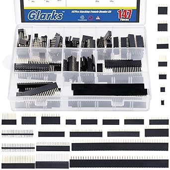 Glarks 147Pcs 2.54mm Pitch Double/Single Row Female Header Kit Long and ...