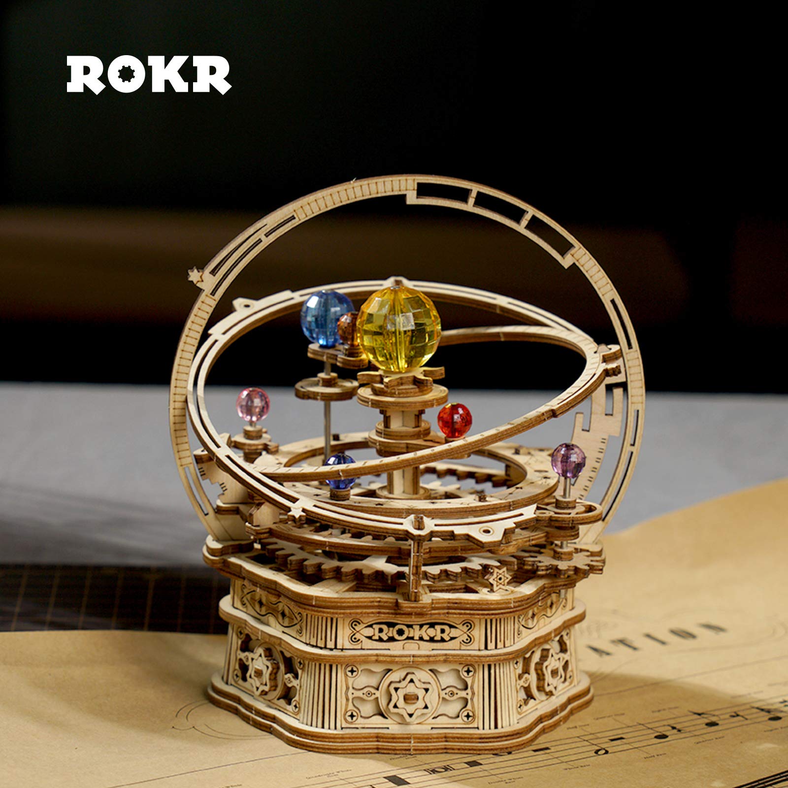 Buy ROKR 3D Wooden Puzzle Orrery Music Box -Mechanical Models for ...