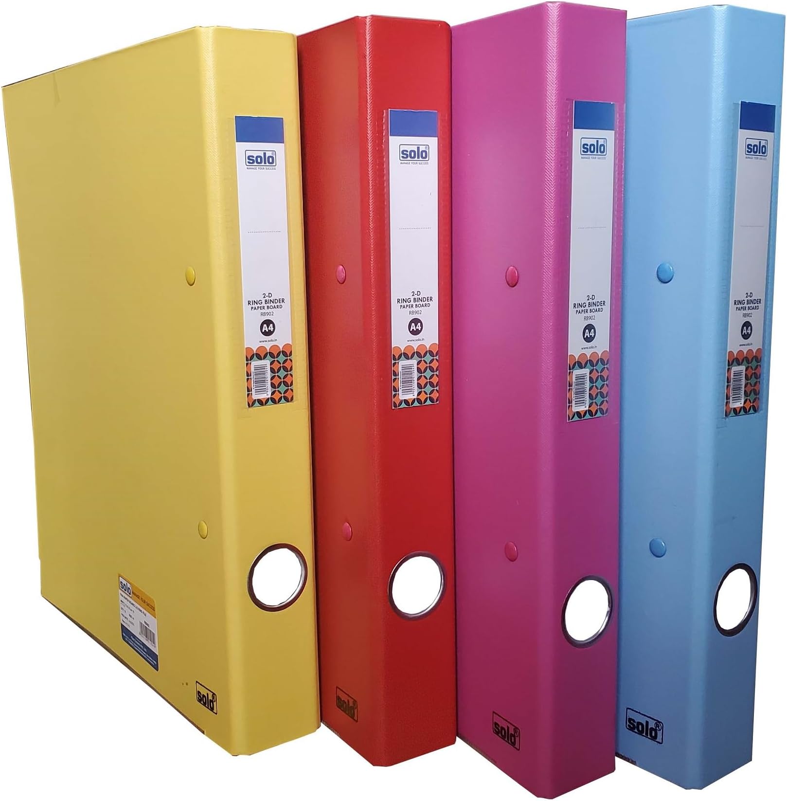 Solo Paper Board-2d-Ring -A4 Cardboard Box File (Set of 5, Multicolor ...