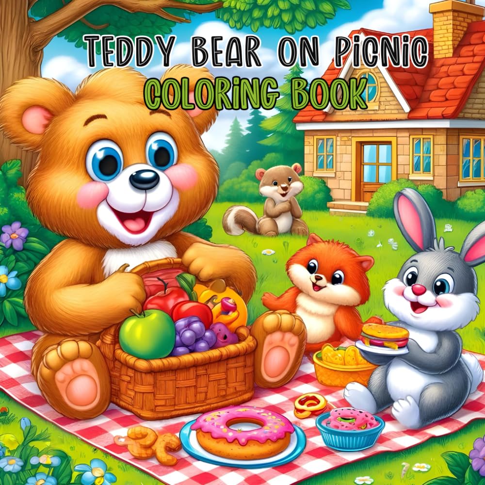 Teddy Bear on Picnic Coloring Book: One Story How Teddy Bear Decided ...