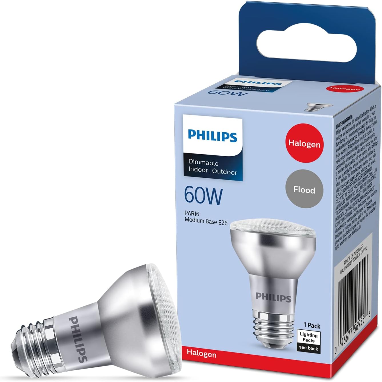 Philips – Bombilla halógena regulable PAR16 equivalente a 60 W, color ...