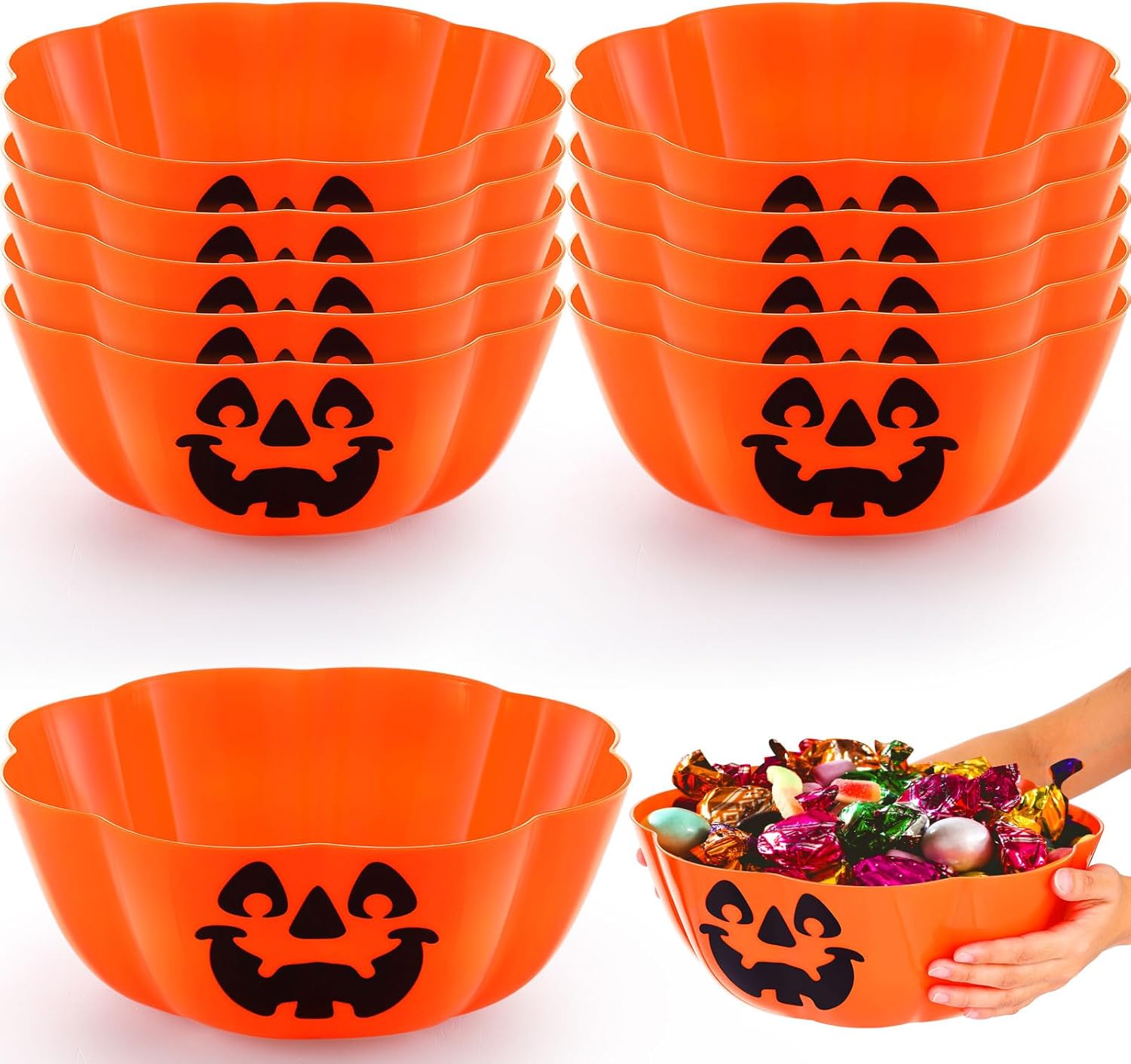 Amazon.com | Dandat 10 Pcs Halloween Trick or Treat Candy Bowl Creative ...