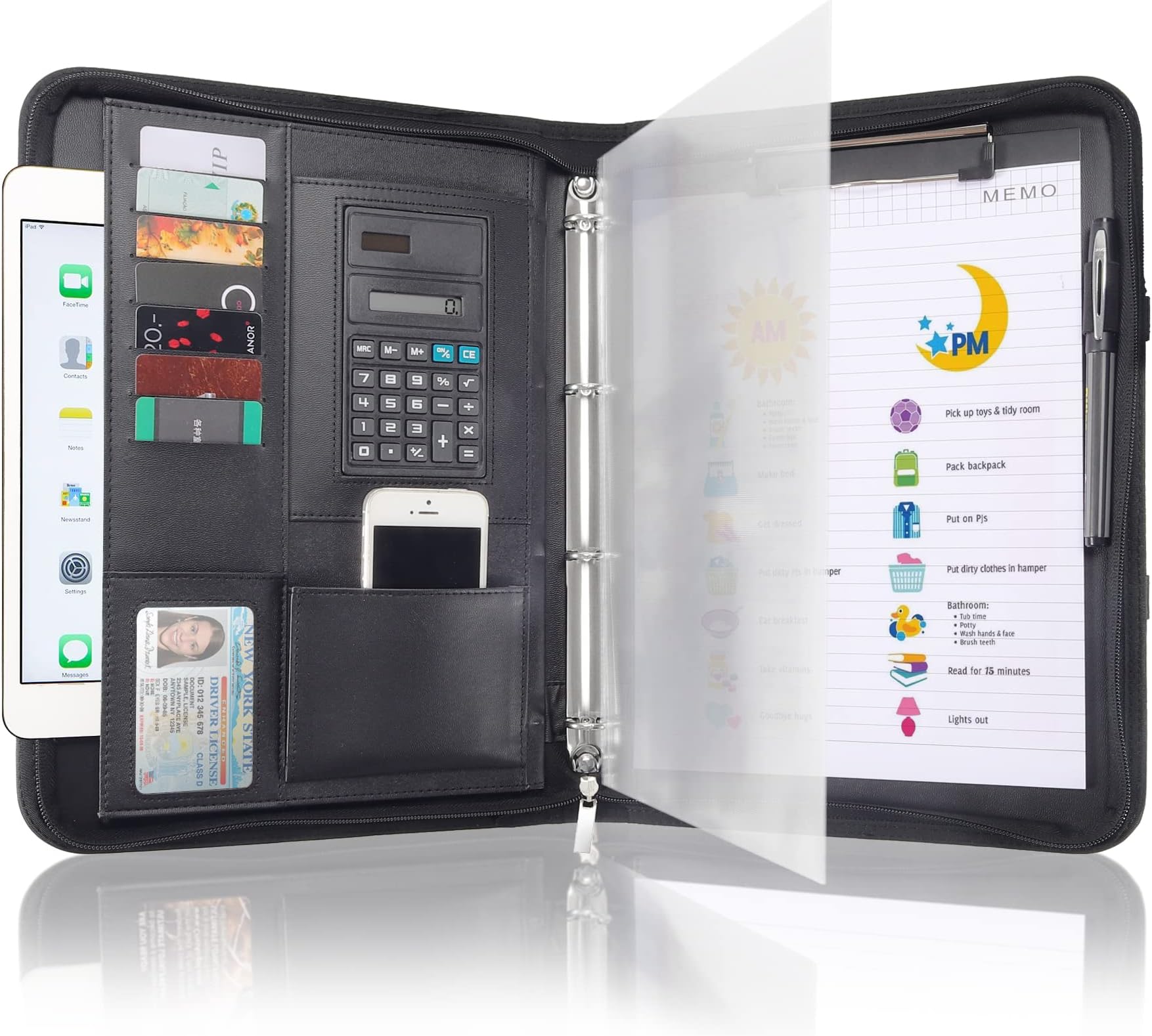 Amazon.com : Junior Size Faux Leather Padfolio with Pen Loop, Business ...