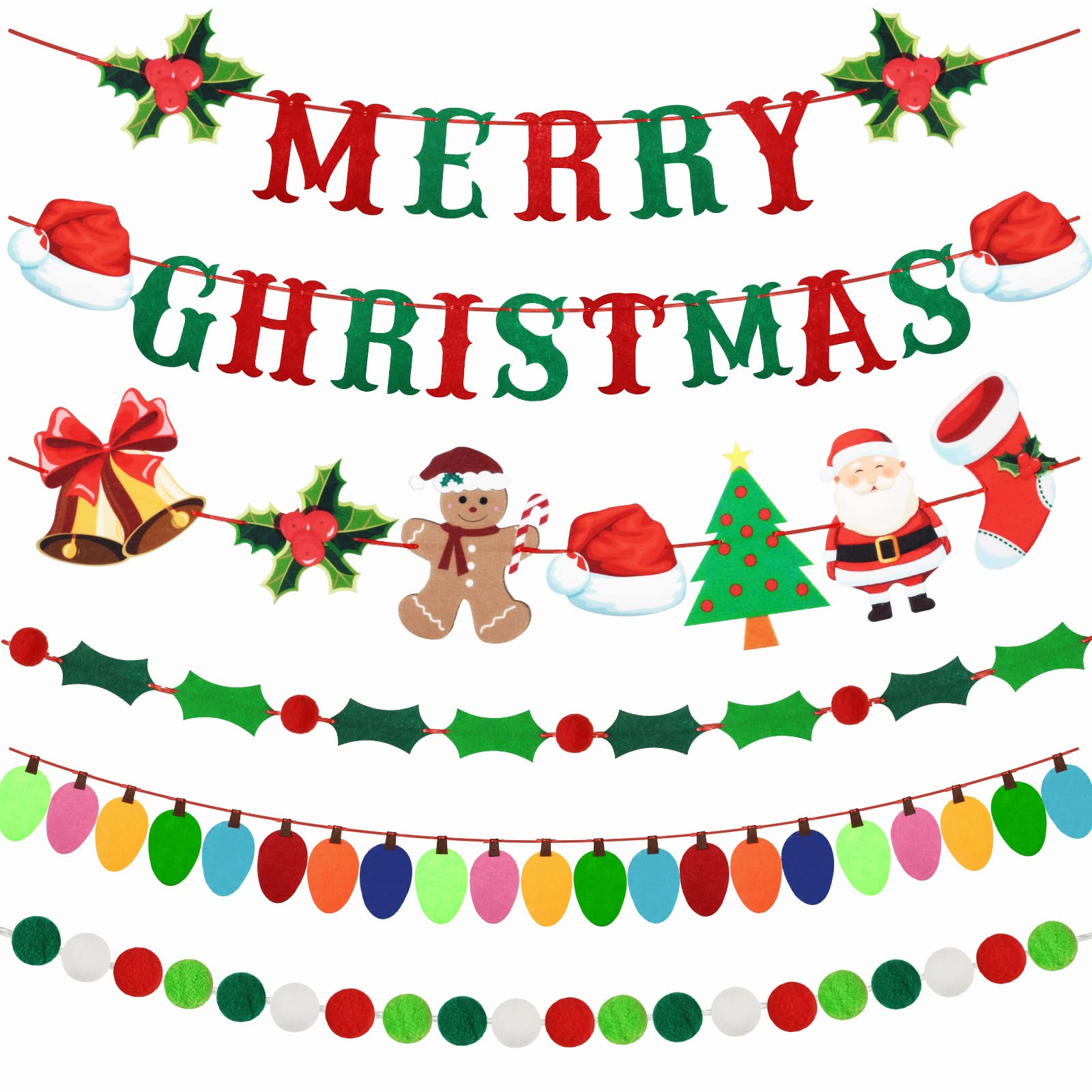 Amazon.com: 6 Pieces Merry Christmas Banner Christmas Signs Banner ...